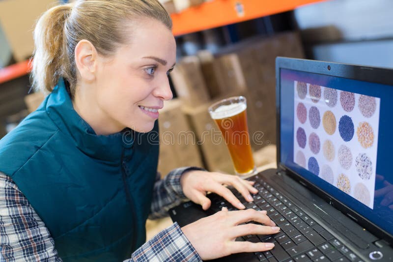 Happy Female Brewer Testing Beer at Brewery Stock Photo - Image of ...