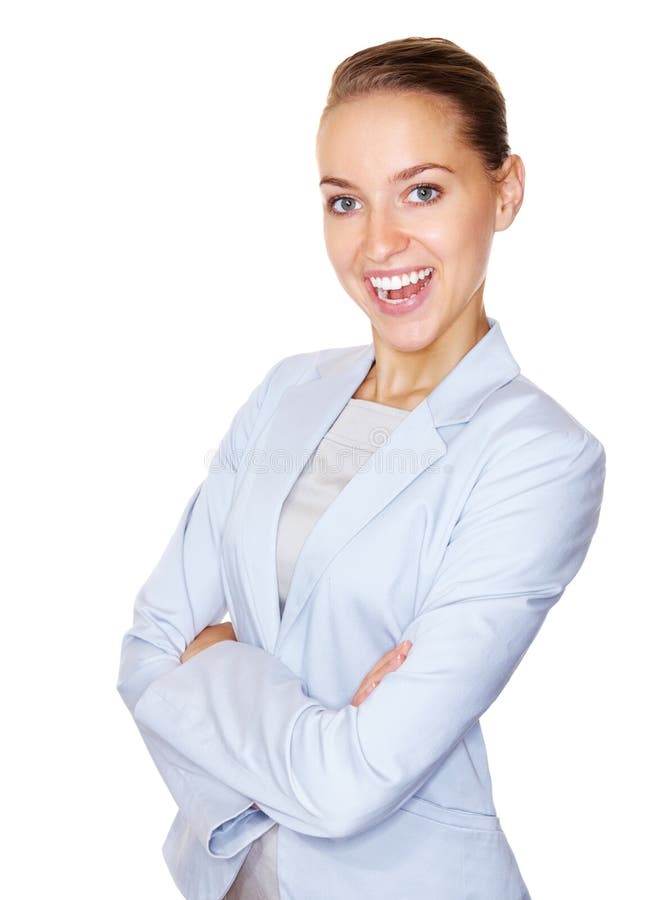 Happy Female Business Entrepreneur Isolated On White Portrait Of A