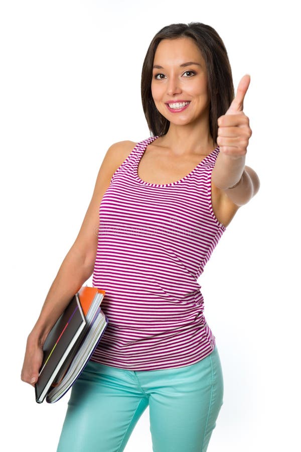 Happy Female College Student Stock Image - Image of agree, satisfied ...