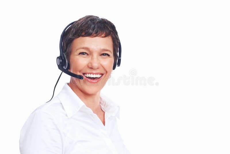 Happy Female Customer Service Representative. Portrait of Mature Female ... Happy Female Customer Service Representative. Portrait of Mature Female ...