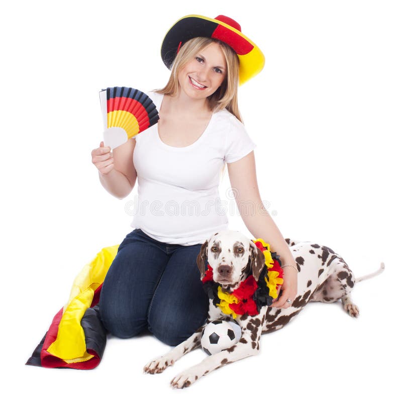 Happy Female German Fan Dog Stock Photos - Free & Royalty-Free Stock ...