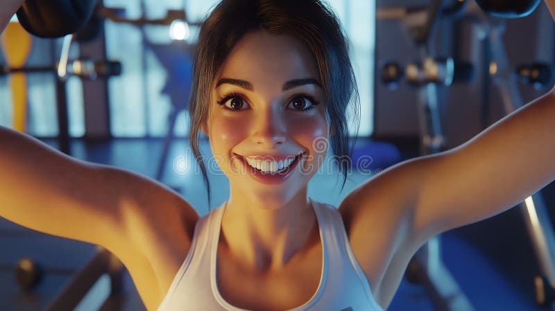 A Happy Female Having Fun while Working Out Stock Illustration ...