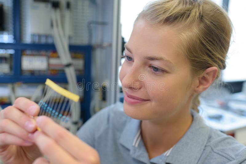 Happy Female Network Technician Stock Image - Image of modern ...