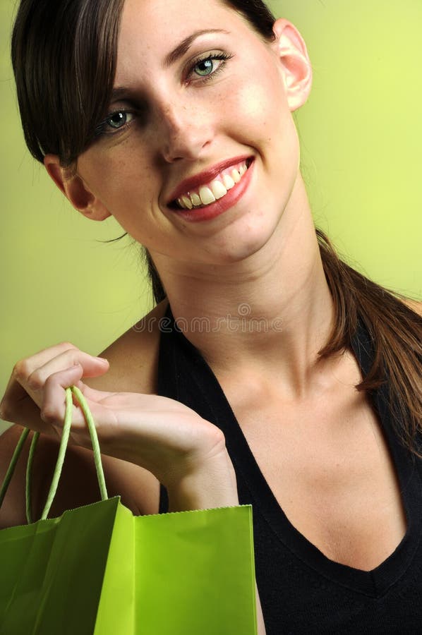 Happy female shopper stock photo. Image of looking, casual - 8861310