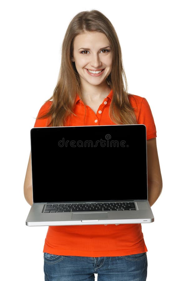 Woman with Laptop stock image. Image of fresh, monitor - 2001309