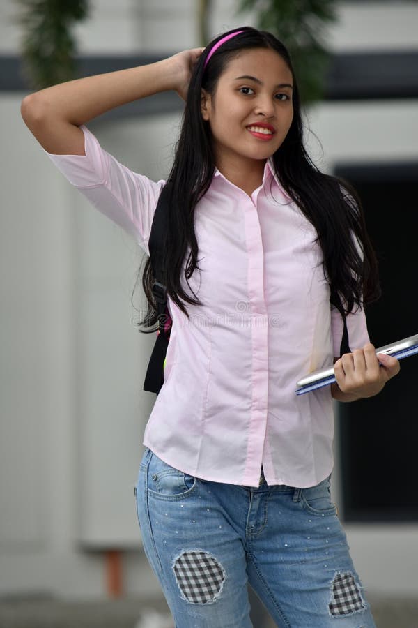 Happy Female Student stock photo. Image of smile, education - 129645232
