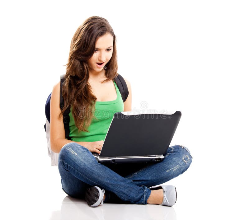 Teen using laptop stock photo. Image of communication - 1938808