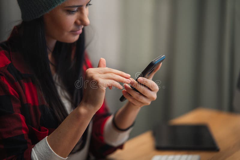 Happy Female Video Editor Works Indoors in Creative Office Studio ...