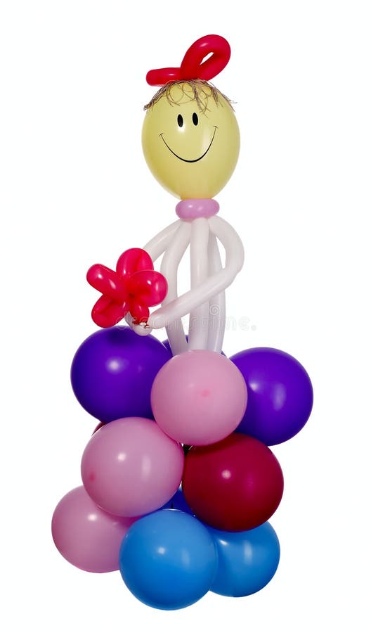 Happy Figure with Many Balloons Stock Image - Image of doll, humor ...