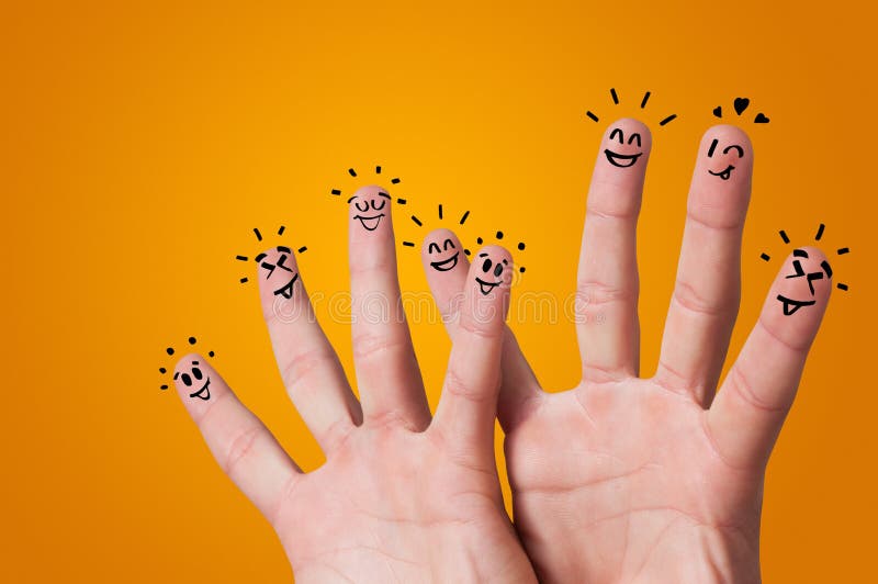 Happy Fingers with Brainstorming Concept Stock Photo - Image of laugh ...