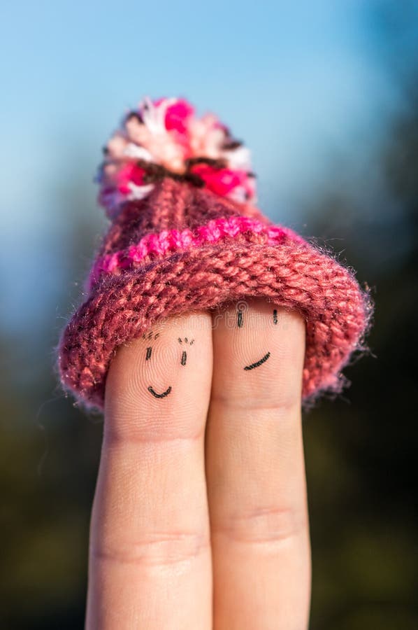 Happy Fingers with Cap - always Together Stock Image - Image of funny ...