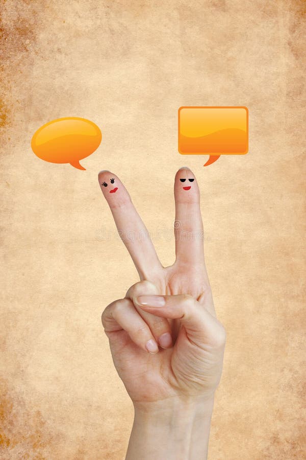 Happy Ok Fingers with Social Network Sign and Icons Stock Photo - Image ...