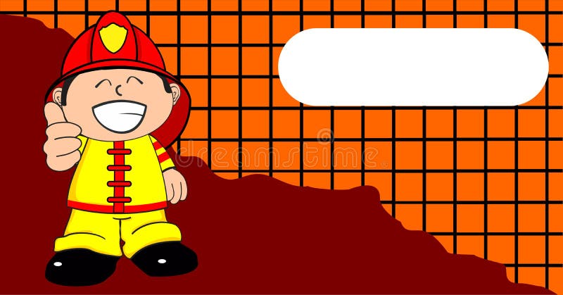 Happy Firefighter Kid Cartoon Background Stock Vector - Illustration of ...