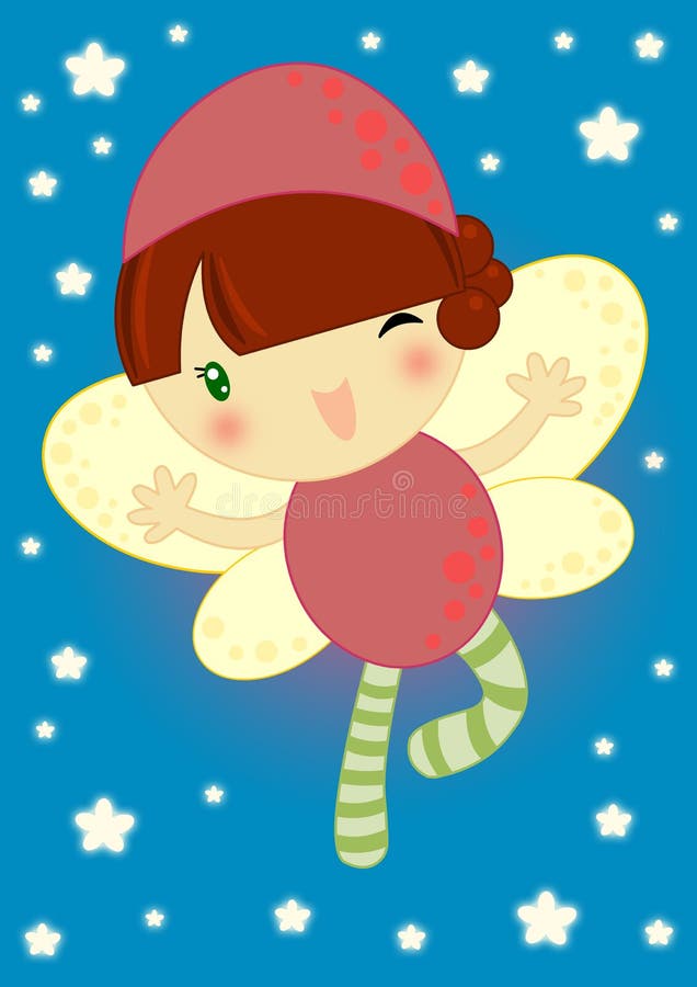 Happy firefly fairy stock illustration. Illustration of digital - 17787653