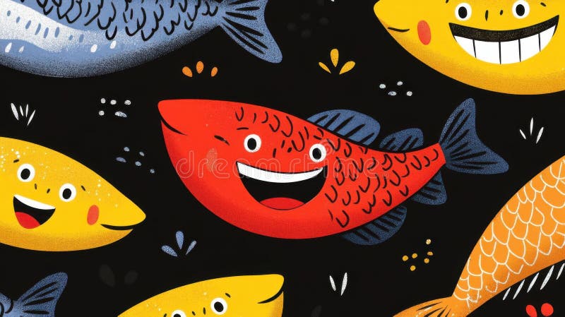 Happy Fish Cartoon Close Up Stock Illustration - Illustration of yellow ...