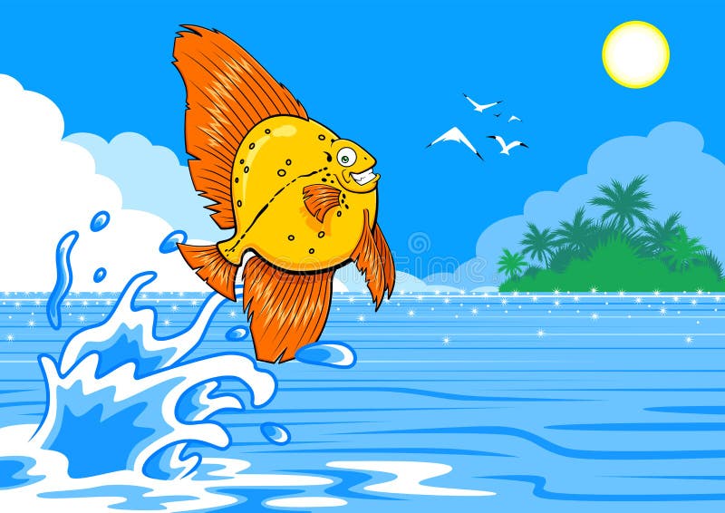 Happy Fish Jumping and Smiling. Cartoon Character Stock Vector ...