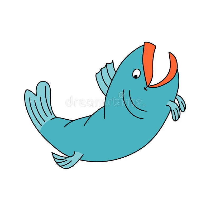 Happy Fish Jumping and Smiling. Cartoon Character Stock Vector ...