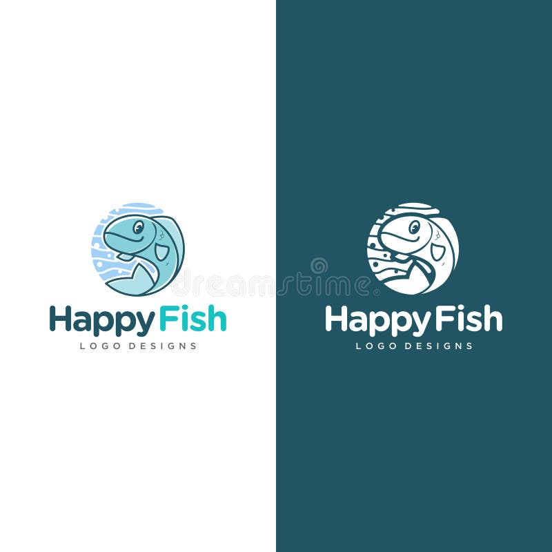 Happy Fish Mascot Logo, Funny Fish on Water Vector Illustration Stock ...