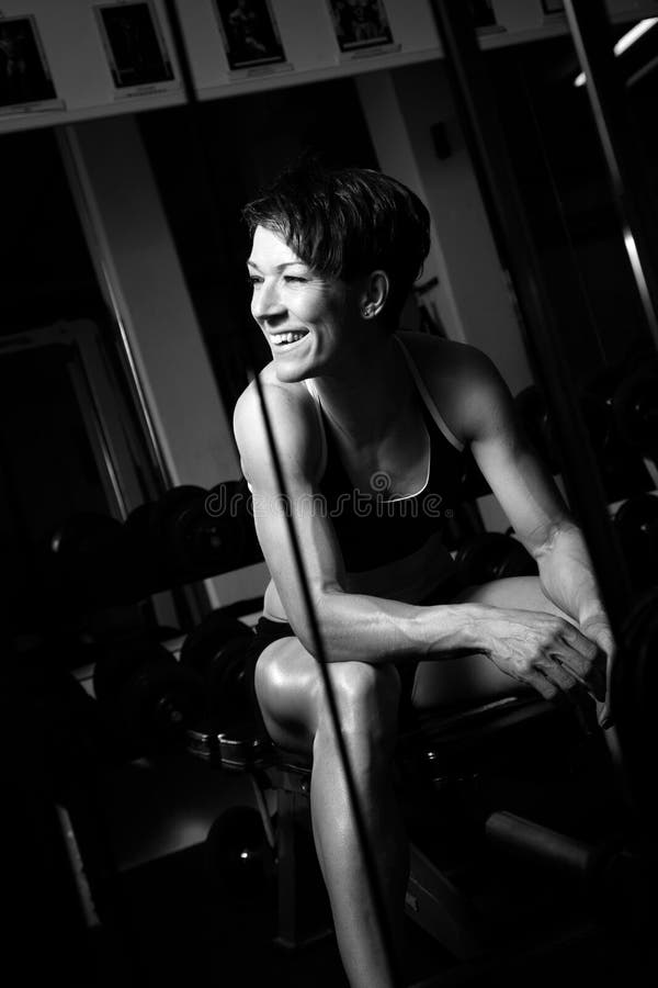 Happy Fit Woman after Workout Smiling Stock Image - Image of happy ...