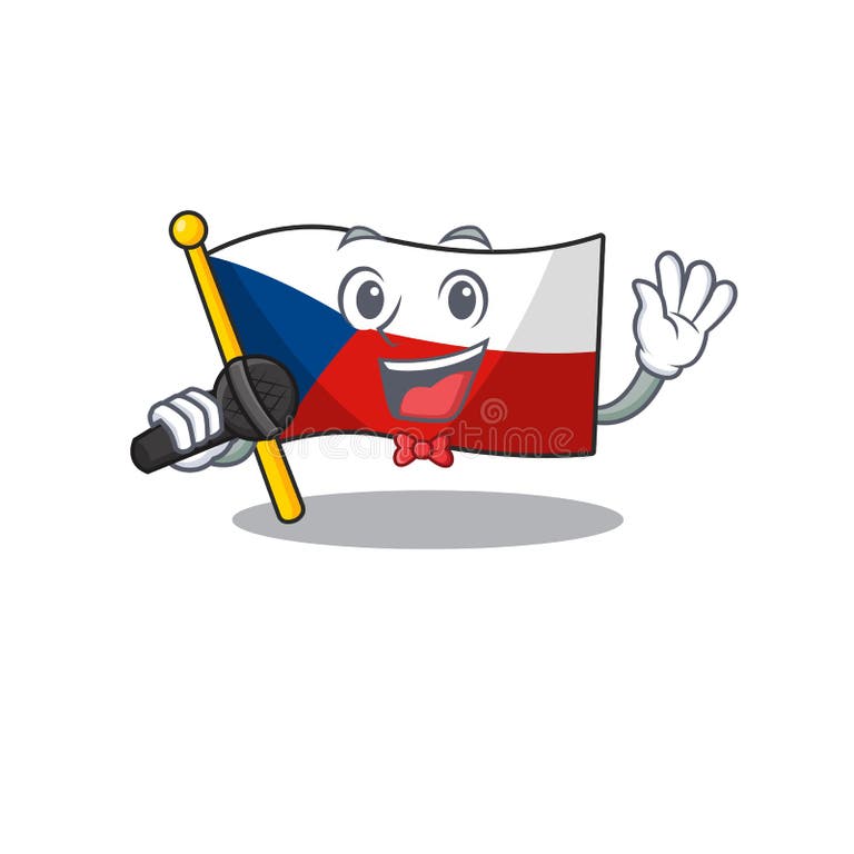 Happy Flag Czechia Singing on a Microphone Stock Vector - Illustration ...