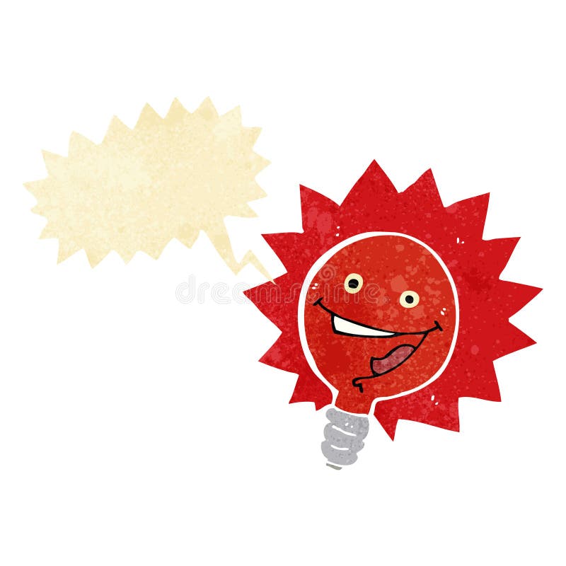 Happy Flashing Red Light Bulb Cartoon with Thought Bubble Stock ...