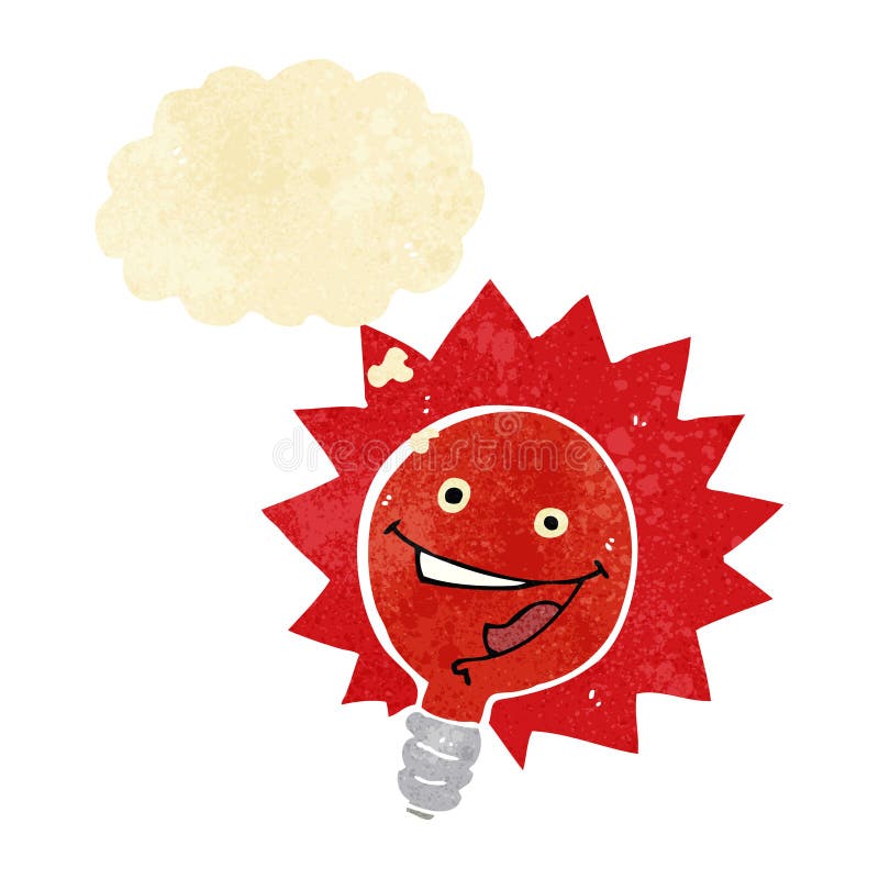 Happy Flashing Red Light Bulb Comic Cartoon Stock Illustration ...