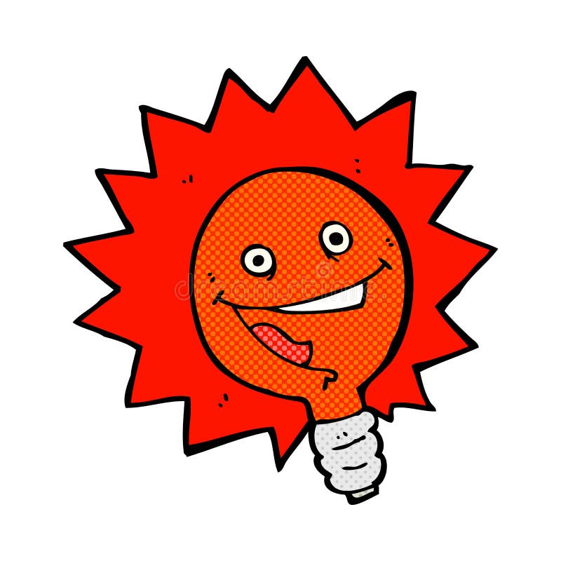 Happy Flashing Red Light Bulb Comic Cartoon Stock Illustration ...