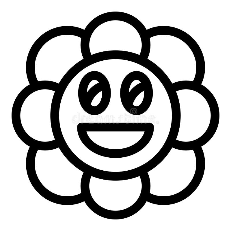 Happy Flower Face Smiling with Big Eyes Icon Stock Vector ...