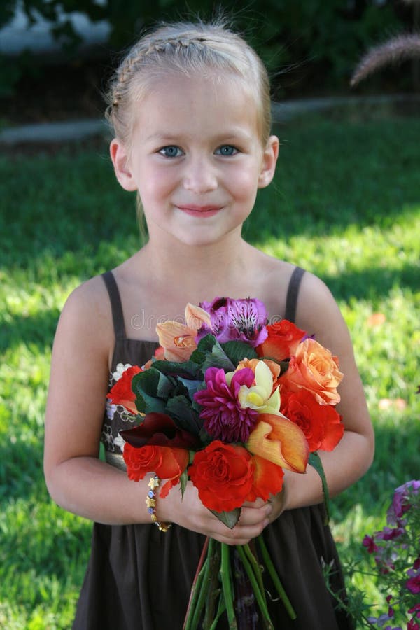 Happy Flower Girl stock photo. Image of portrait, face - 11200560