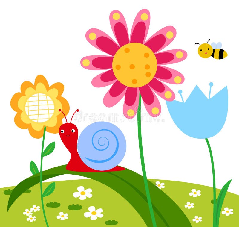 Happy Spring Flower Garden - Isolated on White Stock Vector ...
