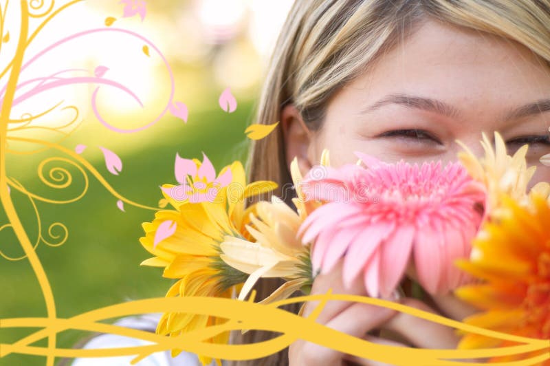 Happy with flowers stock illustration. Illustration of valentine - 2622198