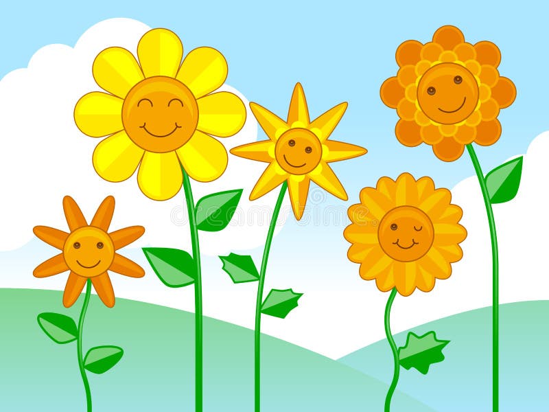 Happy Smiling Daisy Flower Stock Illustrations – 335 Happy Smiling ...