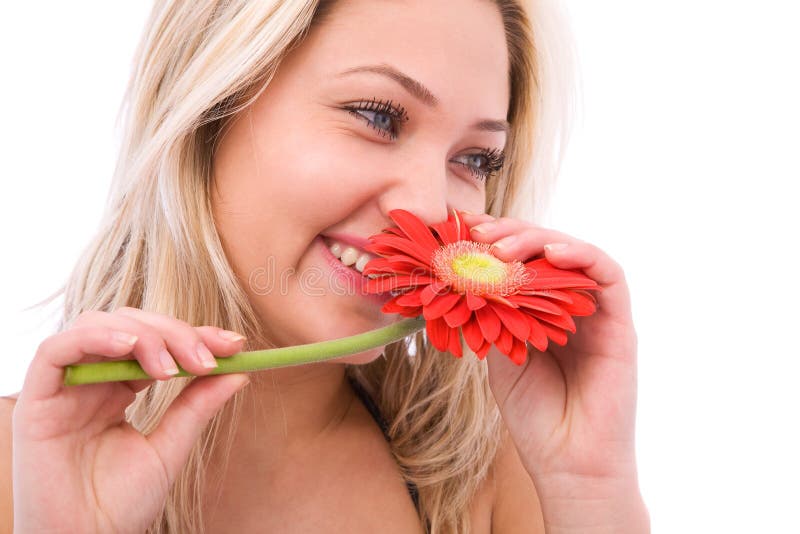 Happy with flowers stock photo. Image of people, spring - 6196426