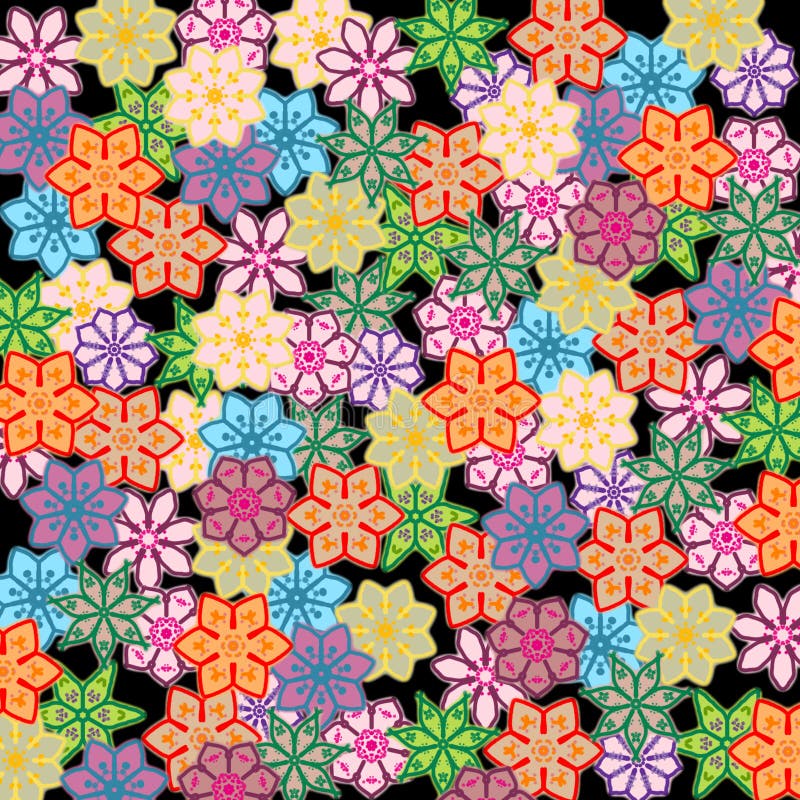 Happy Flowers Pattern Background Stock Illustration - Illustration of ...