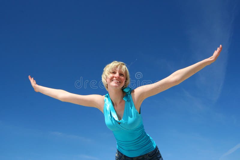 Happy fly stock image. Image of freedom, nature, girl - 9179845