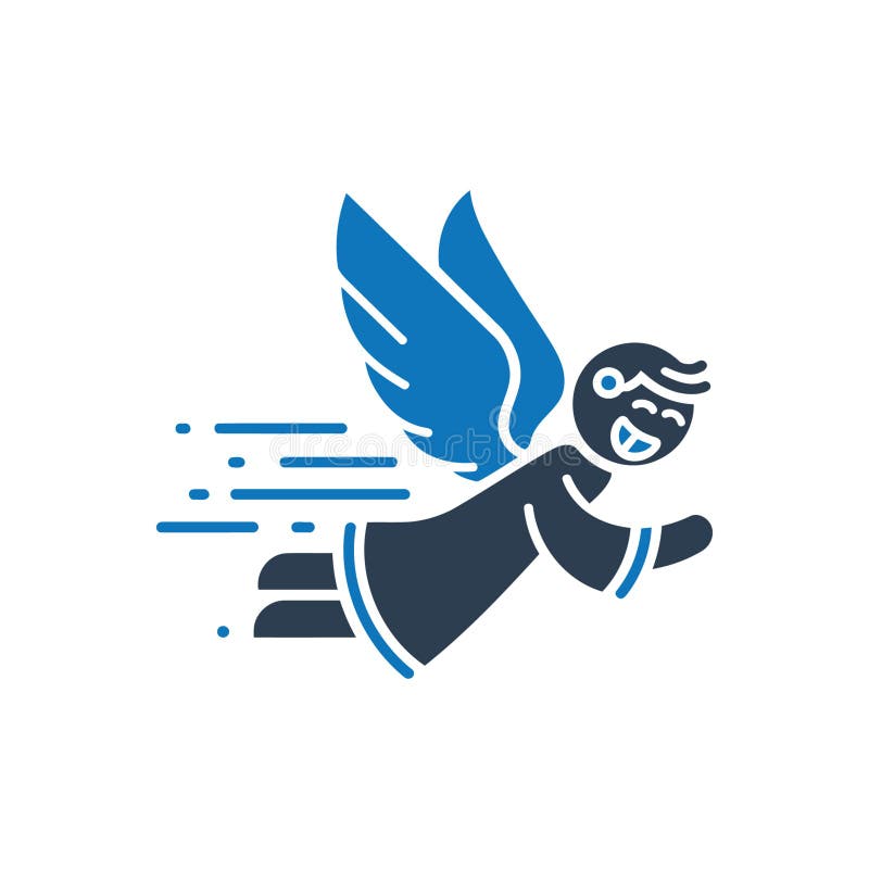 Happy Flying Angel Icon stock illustration. Illustration of wings ...