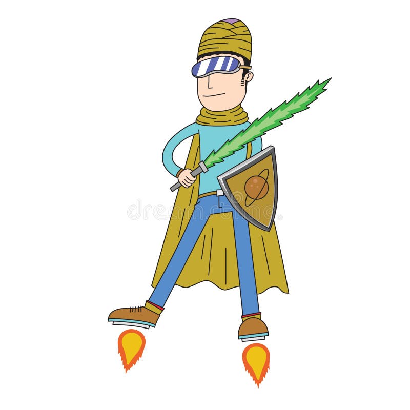 Happy Flying Astro Future Warrior Stock Vector - Illustration of ...