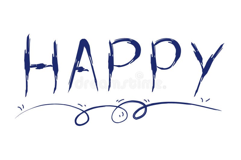 Font Art of Happy Text Stroke Brush, Hand Drawn Doodle. Stock ...