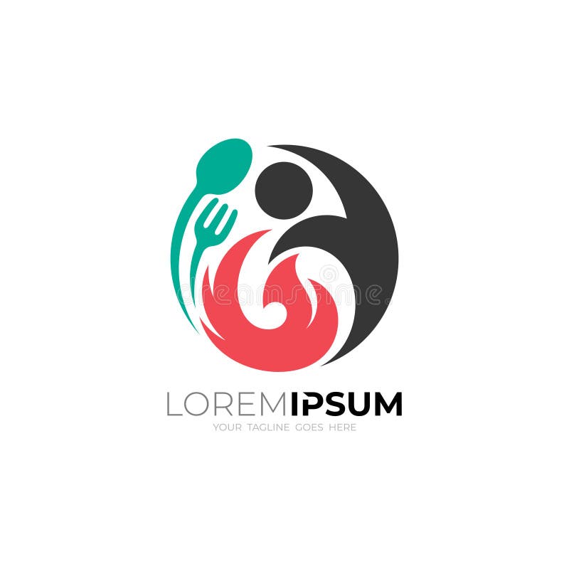 Happy Food Logo, People with Fork and Spoon Logo , Stock Vector ...