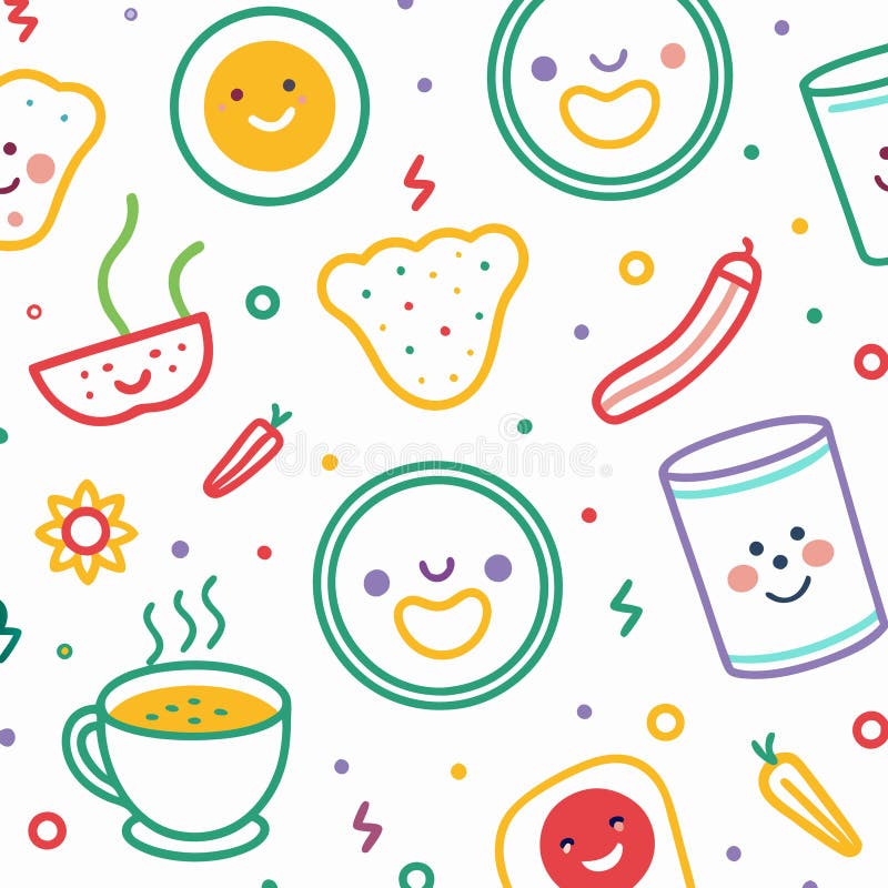 Happy Food Seamless Pattern. (1 Stock Vector - Illustration of style ...