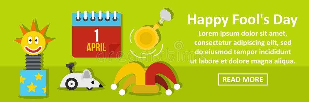 Happy Fools Day Banner Horizontal Concept Stock Vector - Illustration ...