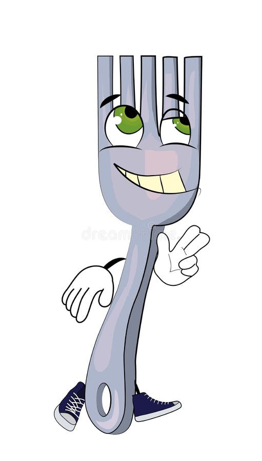Sad fork cartoon stock illustration. Illustration of fork - 48730200