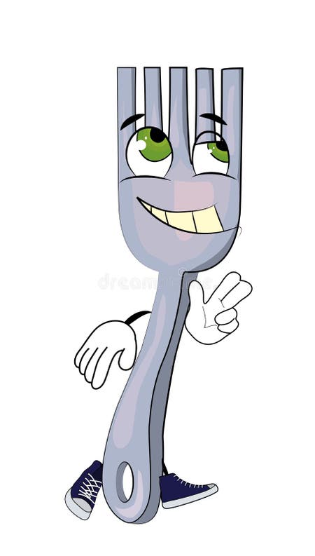 Happy fork cartoon stock illustration. Illustration of cheerful - 48730191