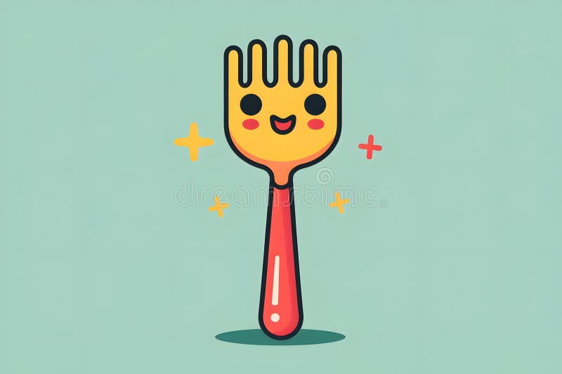 Happy Fork Character with Bright Colors and Cheerful Expression Stock ...