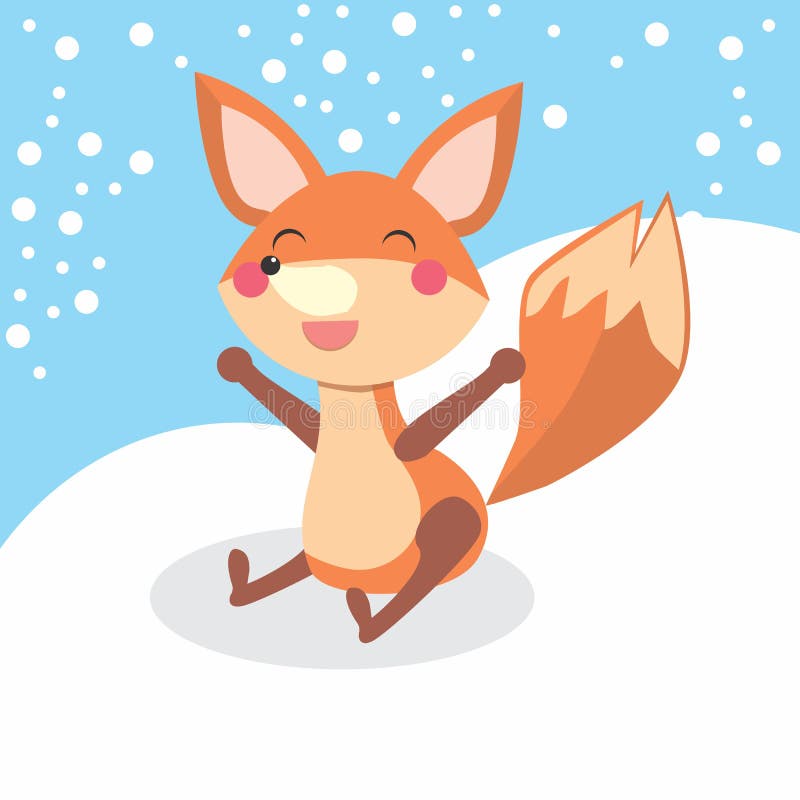 Happy Fox stock vector. Illustration of logo, snow, pack - 93669262