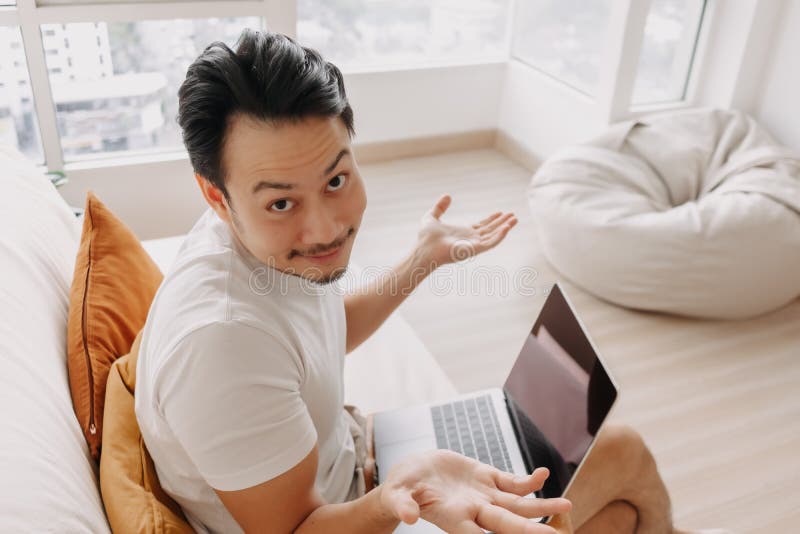 Happy Freelance Man Work without Any Problem. Stock Photo - Image of ...