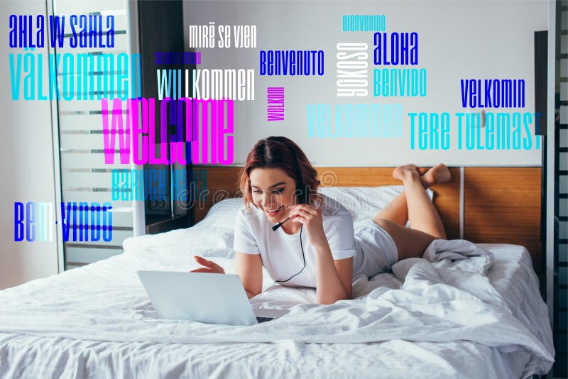 Happy Freelancer Making Video Call with Stock Image - Image of ...