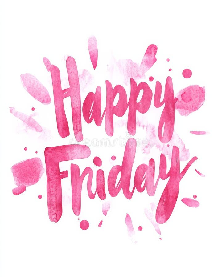 Happy Friday - Modern Calligraphy Watercolor Lettering Text Stock ...