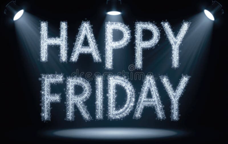 Happy Friday Sparkly Text with Spotlights for Celebration and ...