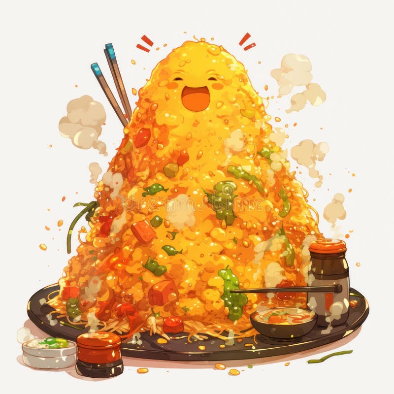 Happy Fried Rice Illustration Generated with Ai Stock Illustration ...